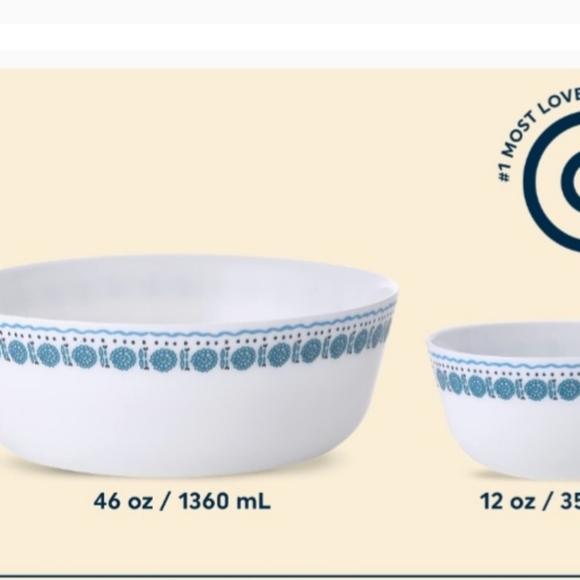 Corelle | Kitchen | New Corelle Glass Bowls White Milk Azure Medallion ...